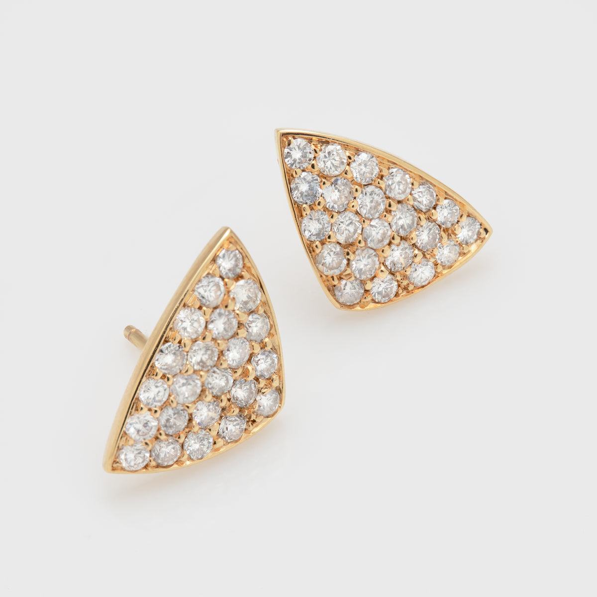 Gold Pave Set Triangle Diamond Earrings – Pavé Fine Jewelry Design